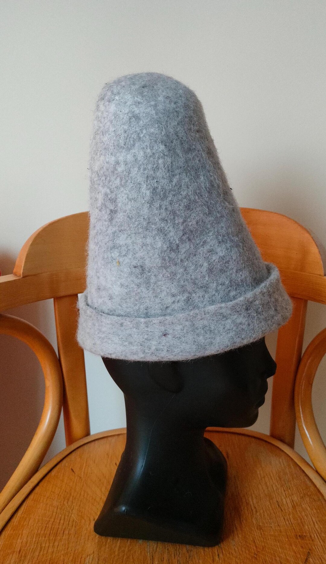 Tall Men's Medieval Felted Gray Historical Hat. Warm Winter Woolen ...