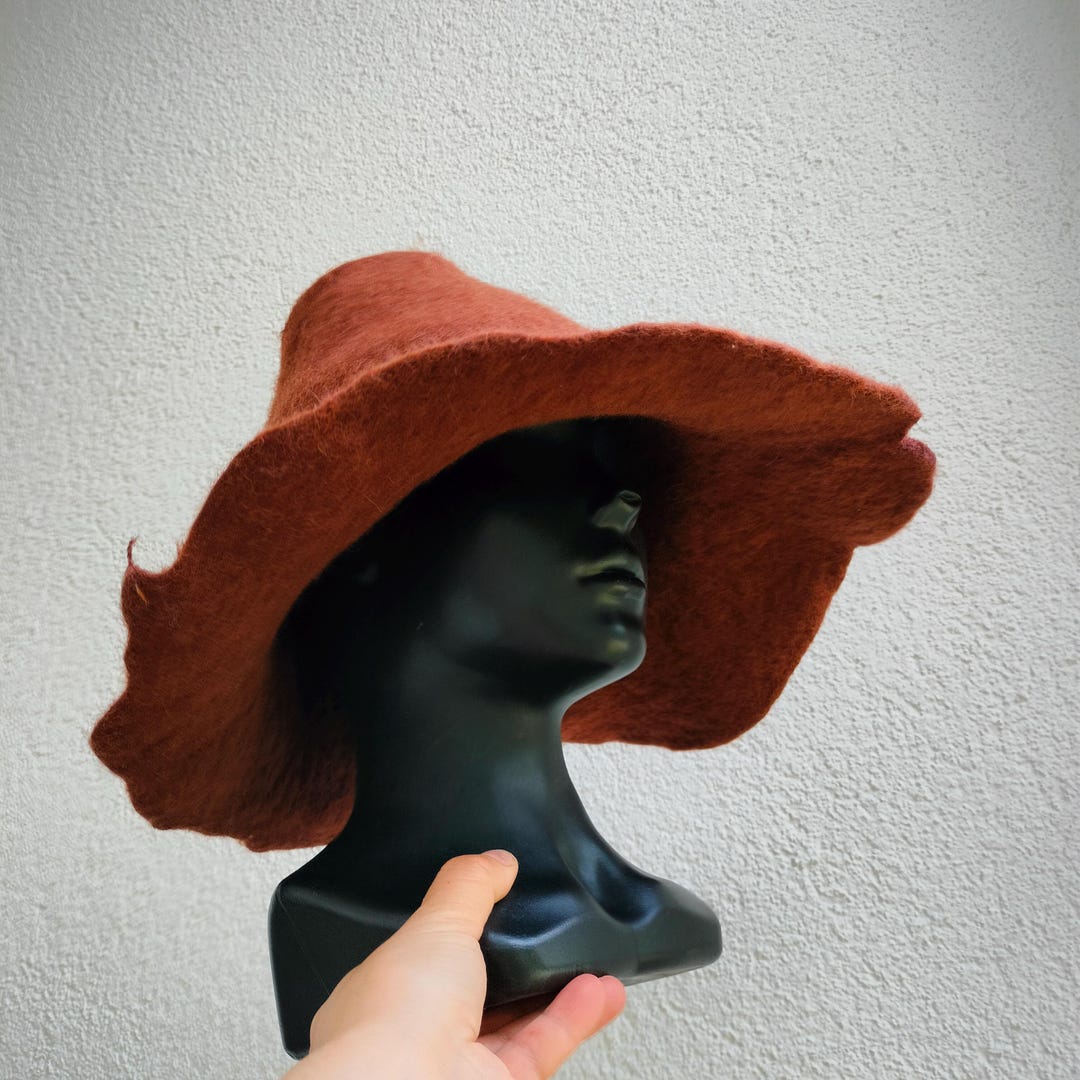 Brown Wide Brimmed Wool Odin Hat. Felt Wizard Hat for Historical ...