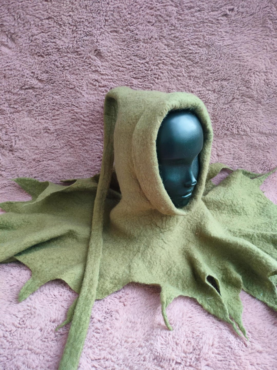 Green Felted Wool Warm Medieval Men and Women Chaperon for Reenactment ...