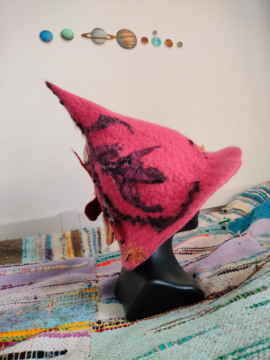 Women's Pink Felted Medieval Fedora Hat. Wizard Headwear for Historical ...