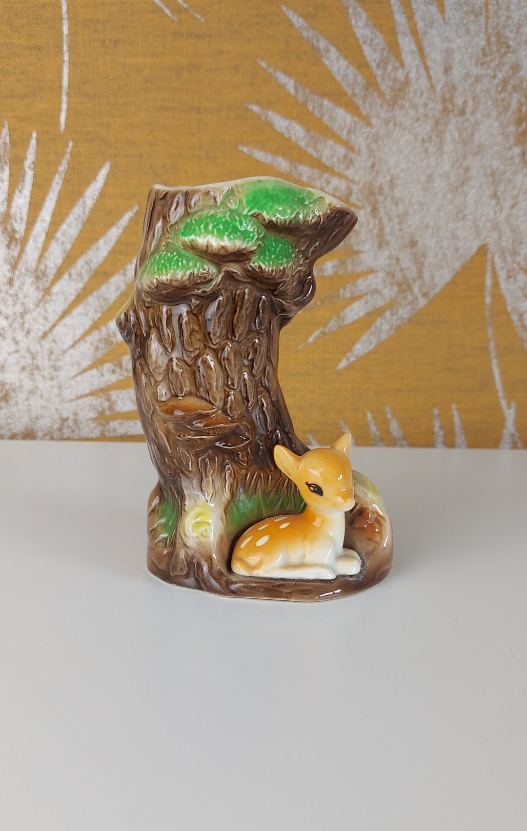 Vintage Hornsea Fauna Royal frisky Vase Fawn Deer Tree Stump Mid ...
