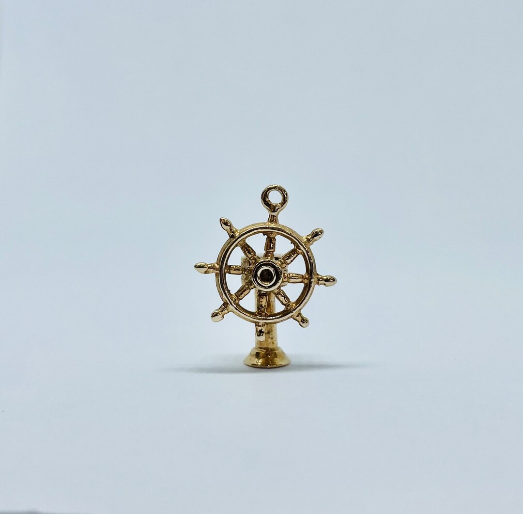 Gold Ship Wheel Charm - Etsy