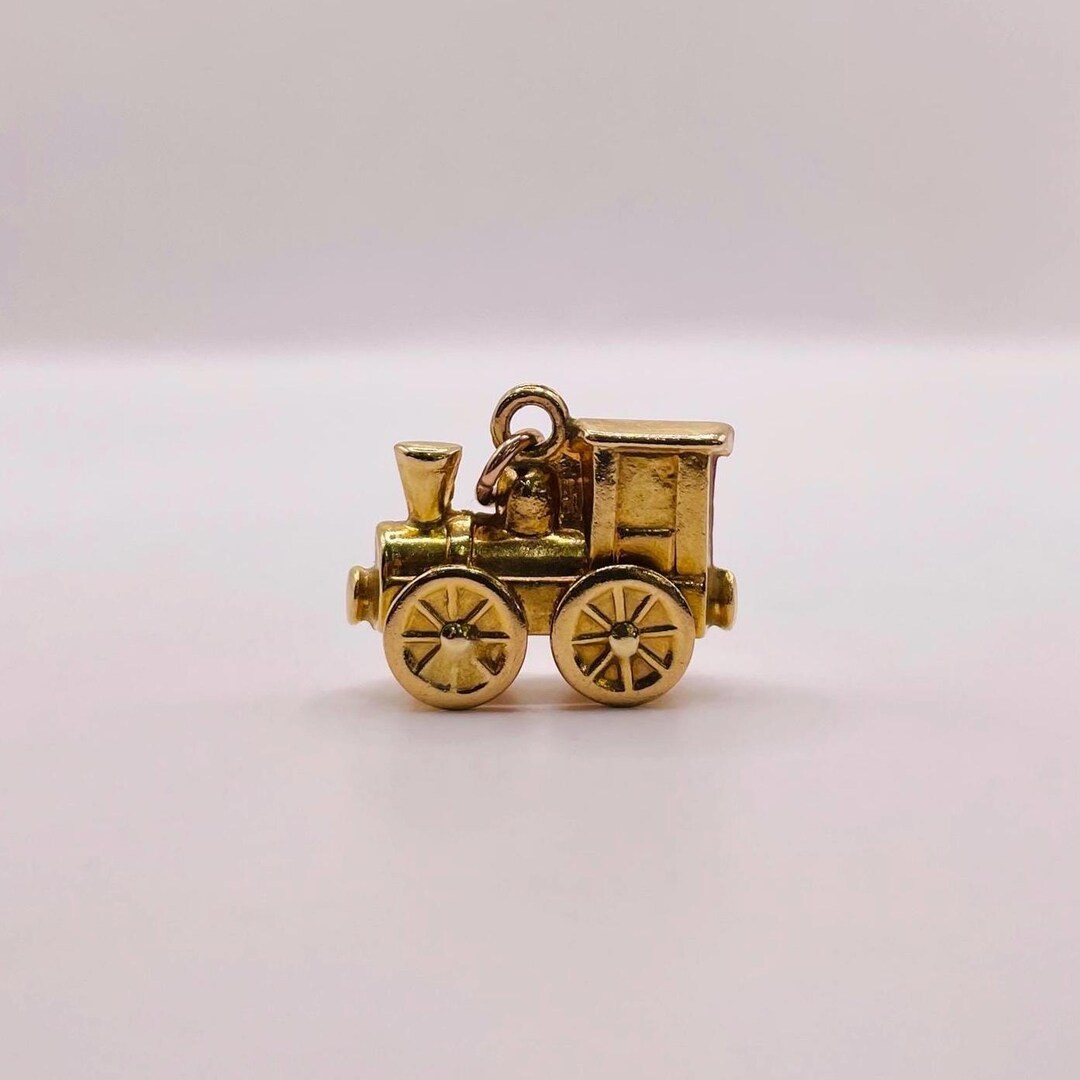 Gold Articulated Toy Train Charm - Etsy