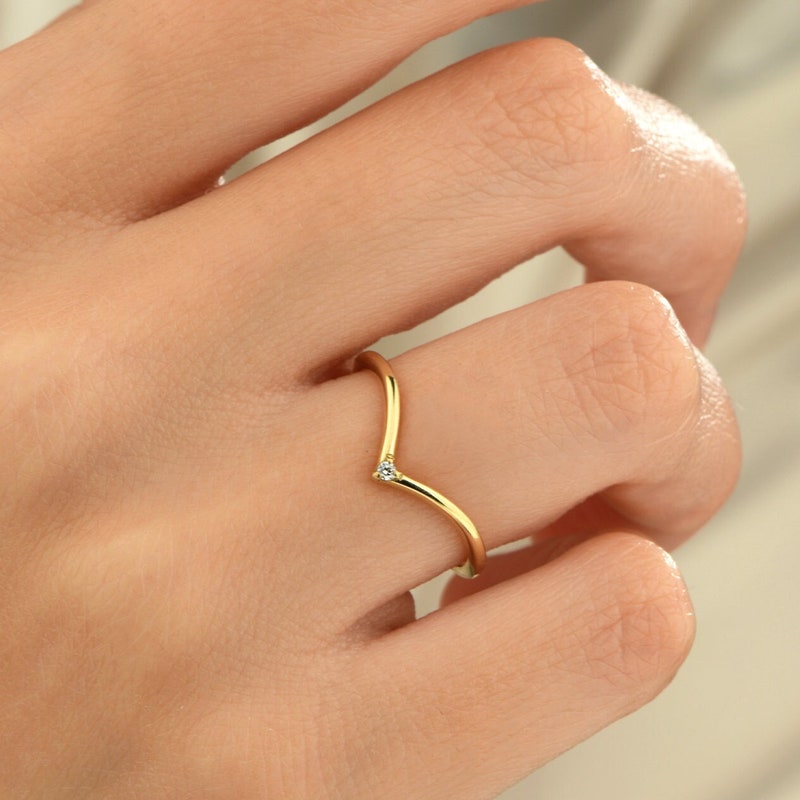 Gold Chevron Wedding Band - Etsy