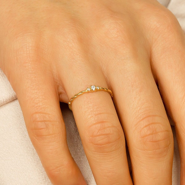 Small Diamond Ring - Etsy