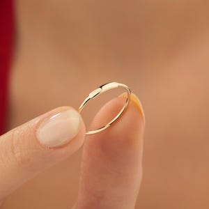 14k Solid Gold Tiny Signet Ring, Thin Engraved Signet Ring, Minimalist Custom Ring, Everyday ...