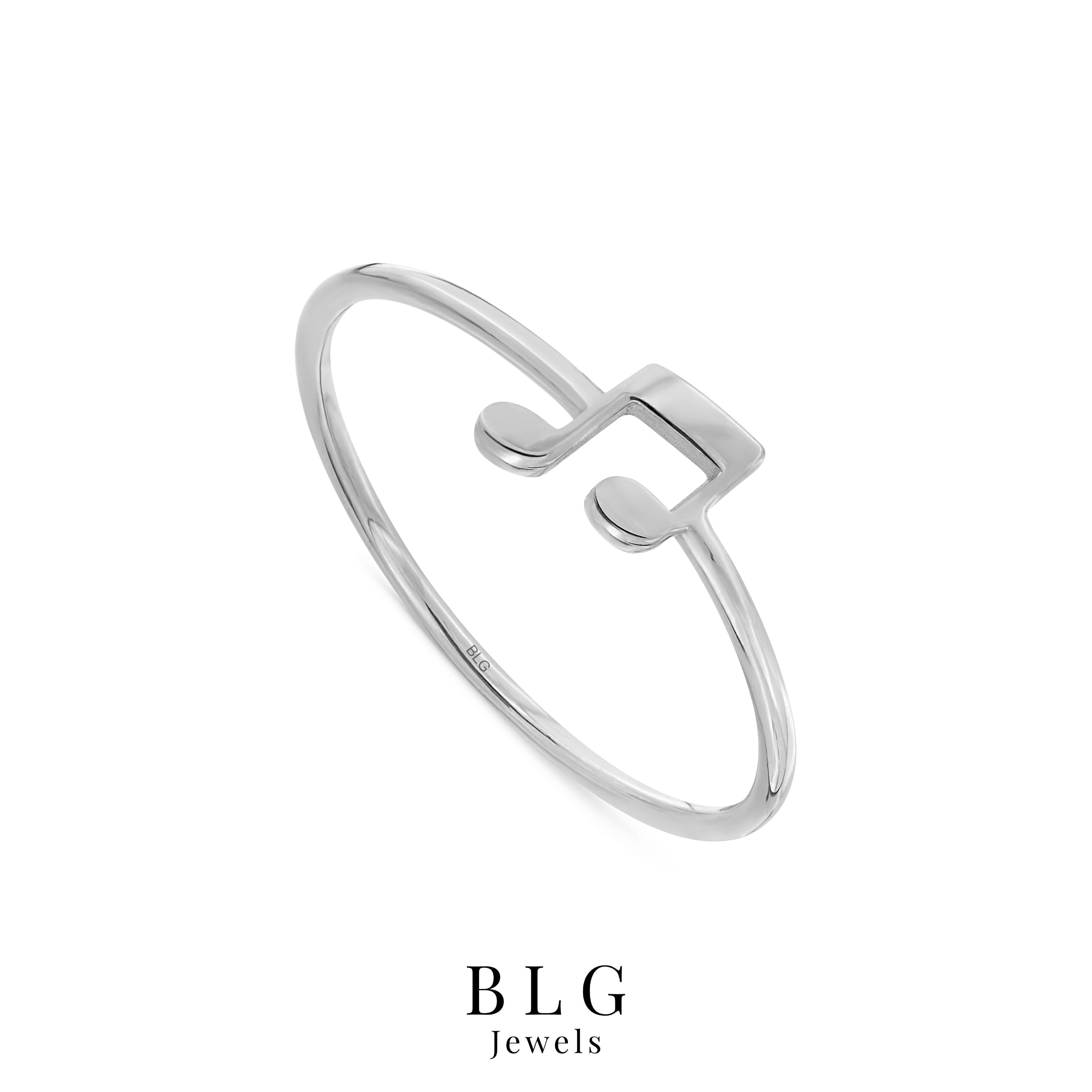 14K Solid Gold Unique Music Note Ring for Women, Minimal Musical ...
