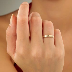 Custom Engraved Name Ring, 14k Solid Gold Handwritten Name Ring, 10k ...