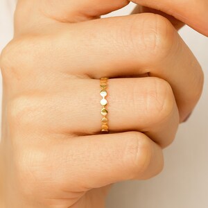 14k Solid Gold Bold Dot Ring, Dotted Eternity Ring, Full Bead Band, 10k Gold Beaded Ring, Dainty ...