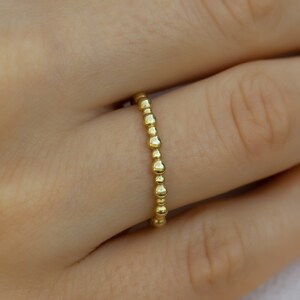 Real Solid Gold Beaded Ring, Dainty Bold Bead Wedding Ring for Her, 14k ...