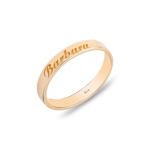 Custom Engraved Name Ring, 14k Solid Gold Handwritten Name Ring, 10k ...