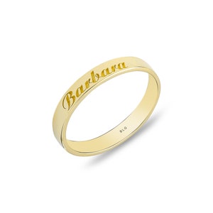 Custom Engraved Name Ring, 14k Solid Gold Handwritten Name Ring, 10k ...