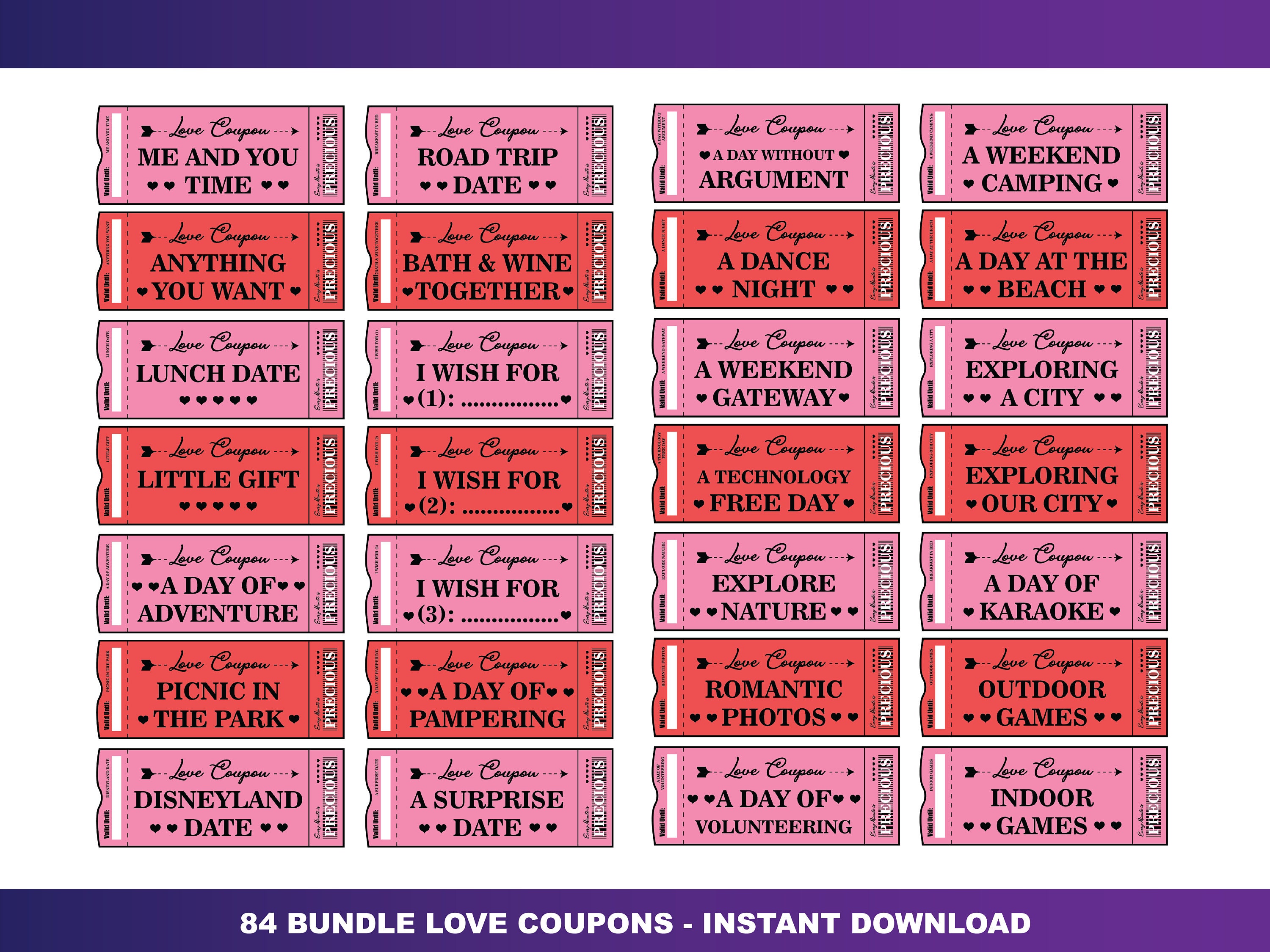 SVG PNG Love Coupons Bundle Printable Valentine's Day Special for ...