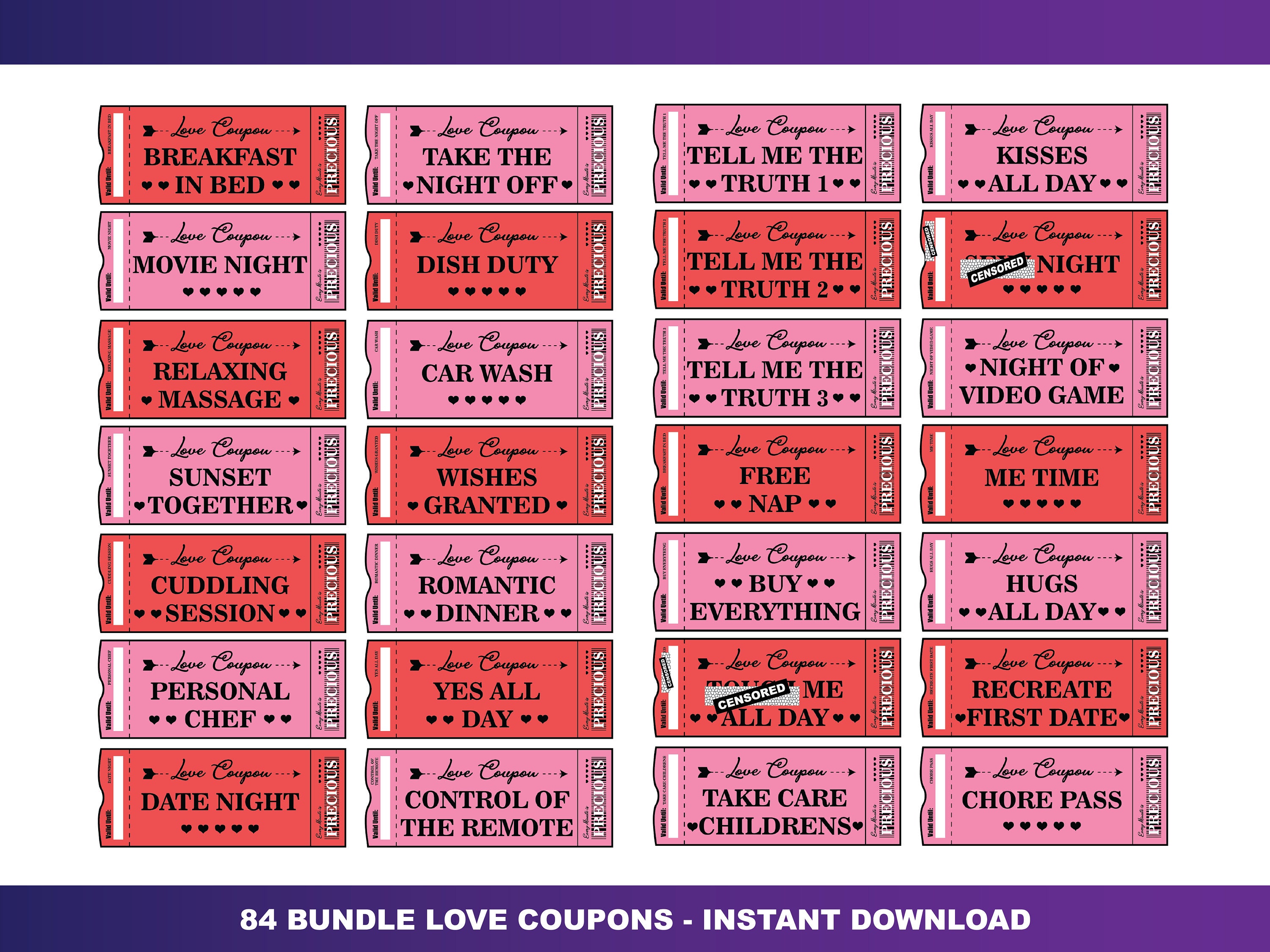 SVG PNG Love Coupons Bundle Printable Valentine's Day Special for ...