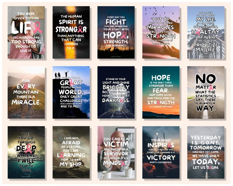 21 Bundle Motivational Quotes for Cancer Fighters Inspirational Gift ...
