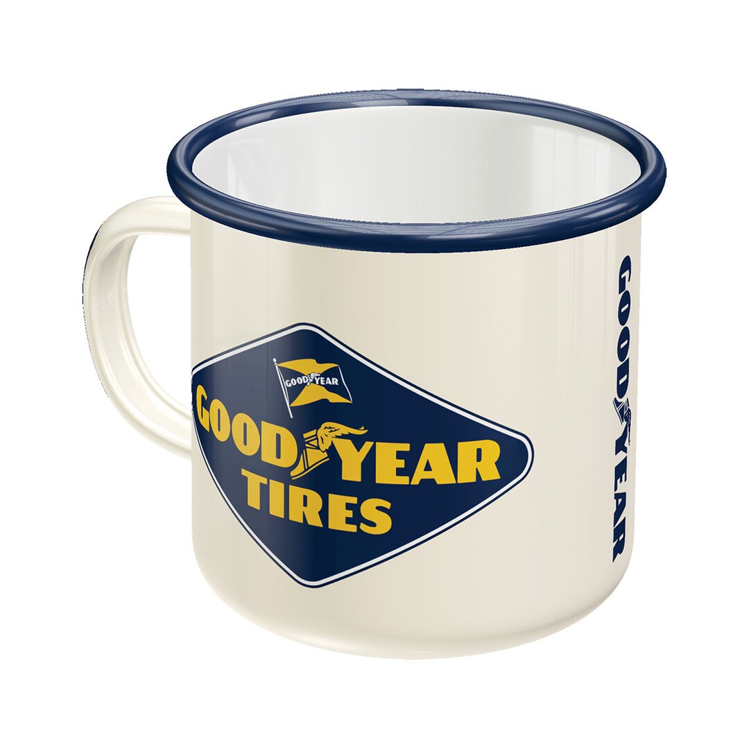 Nostalgic-art Retro Enamel Mug 360ml Goodyear Logo White Gift Idea for ...