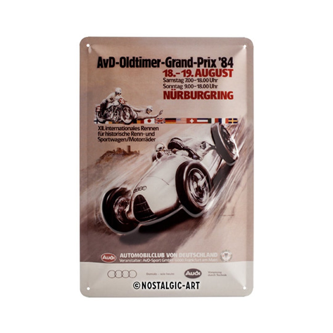 Nostalgic-art Retro Tin Sign, 20 X 30 Cm, "audi Avd Oldtimer Grand Prix ...