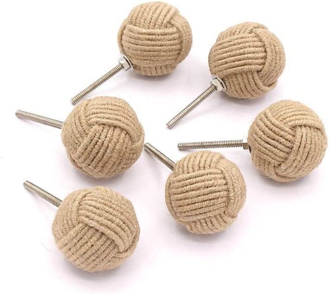 Handmade Jute Rope Door Knobs Rope Knot Drawer Pulls and Knobs - Etsy