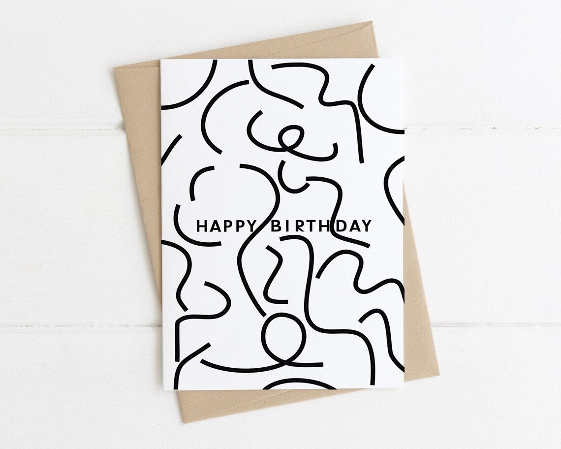 Happy Birthday Card, Modern Happy Birthday Cards, Printable 5x7 Happy ...