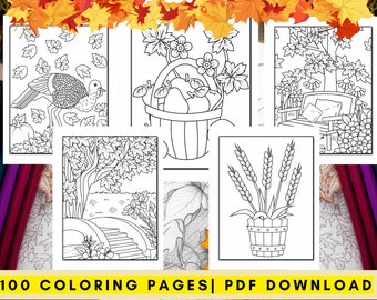 10 Fall Coloring Pages Fall Coloring Printable Coloring - Etsy