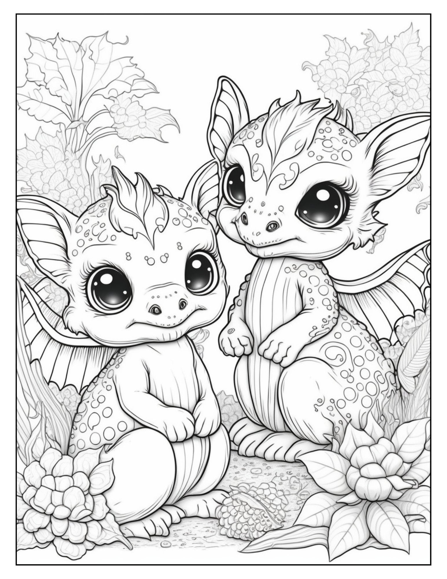 42 Baby Dragon Coloring Page : Adults Kids Instant Download - Etsy