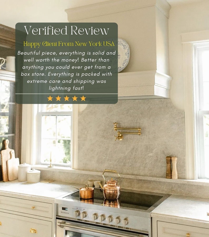 Unlacquered Brass Pot Filler Kitchen Pot Filler Antique Style Stove ...