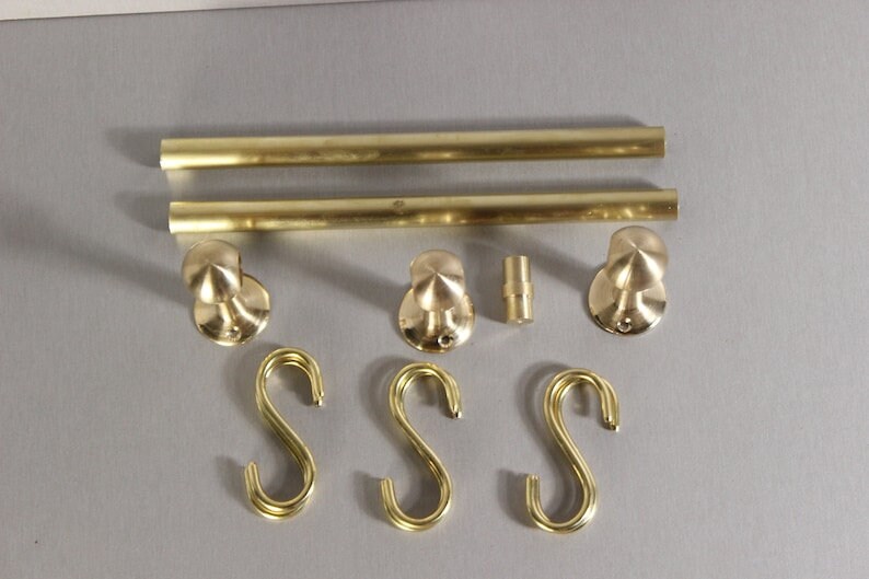 Unlacquered Brass Wall Mounted Pot Rack Rustic , Solid Brass Hanging ...