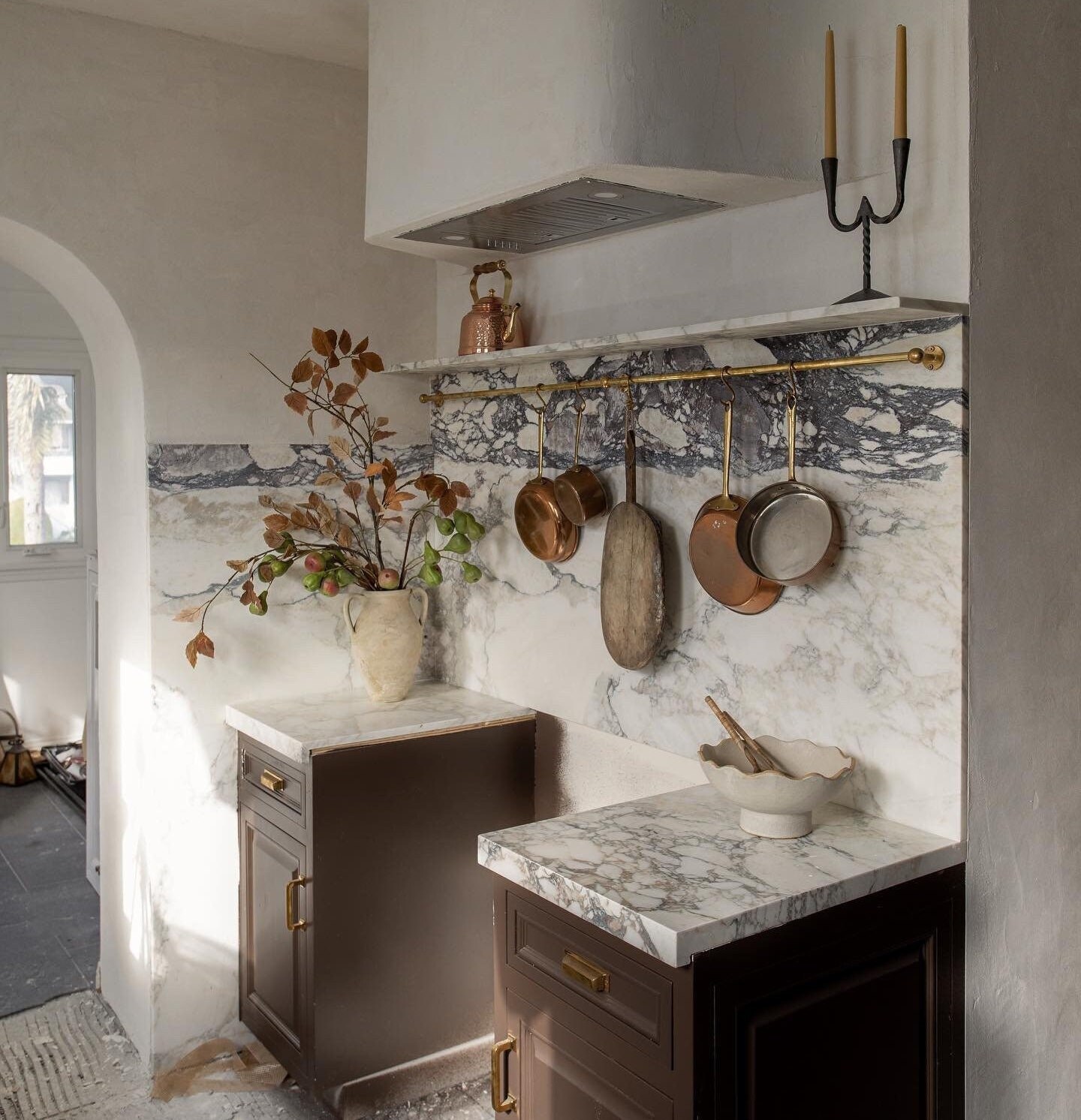 Unlacquered Brass Wall Mounted Pot Rack Rustic , Solid Brass Hanging ...