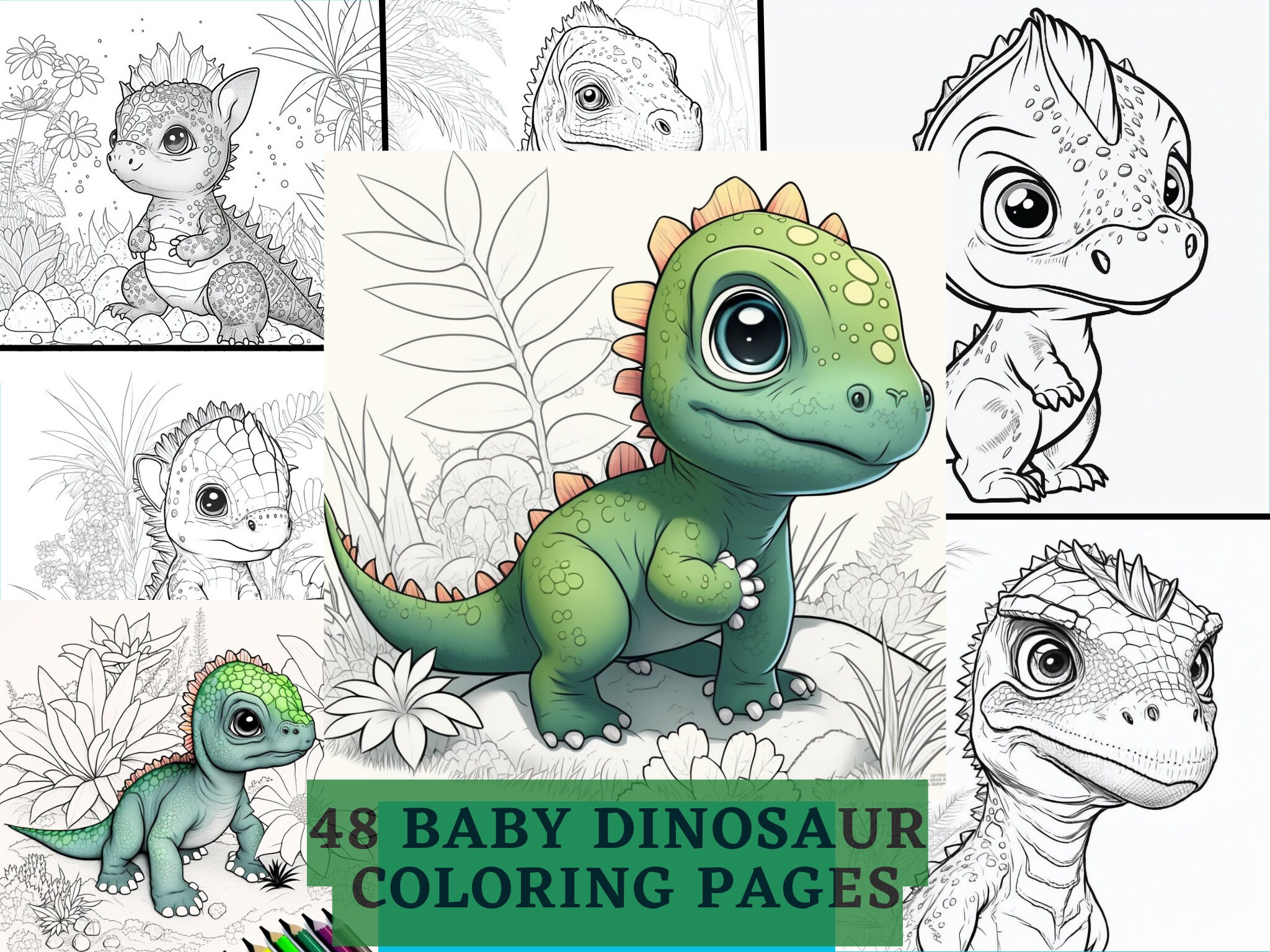 Cute Baby Dinosaur Coloring Pages For Kids