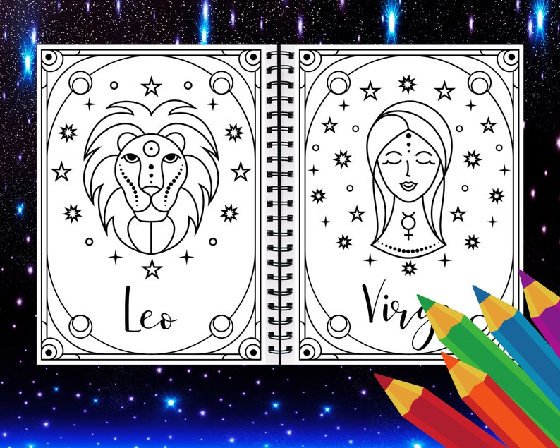 Color Your Own Astrological Sign Cards Printable Horoscope - Etsy