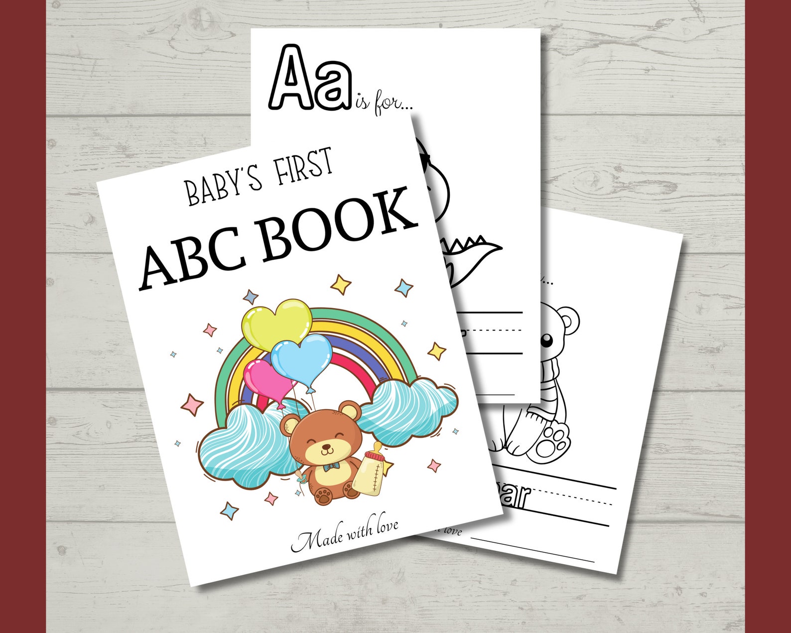 Baby's First ABC Book, Baby Shower Game, Alphabet Coloring Book, ABC ...