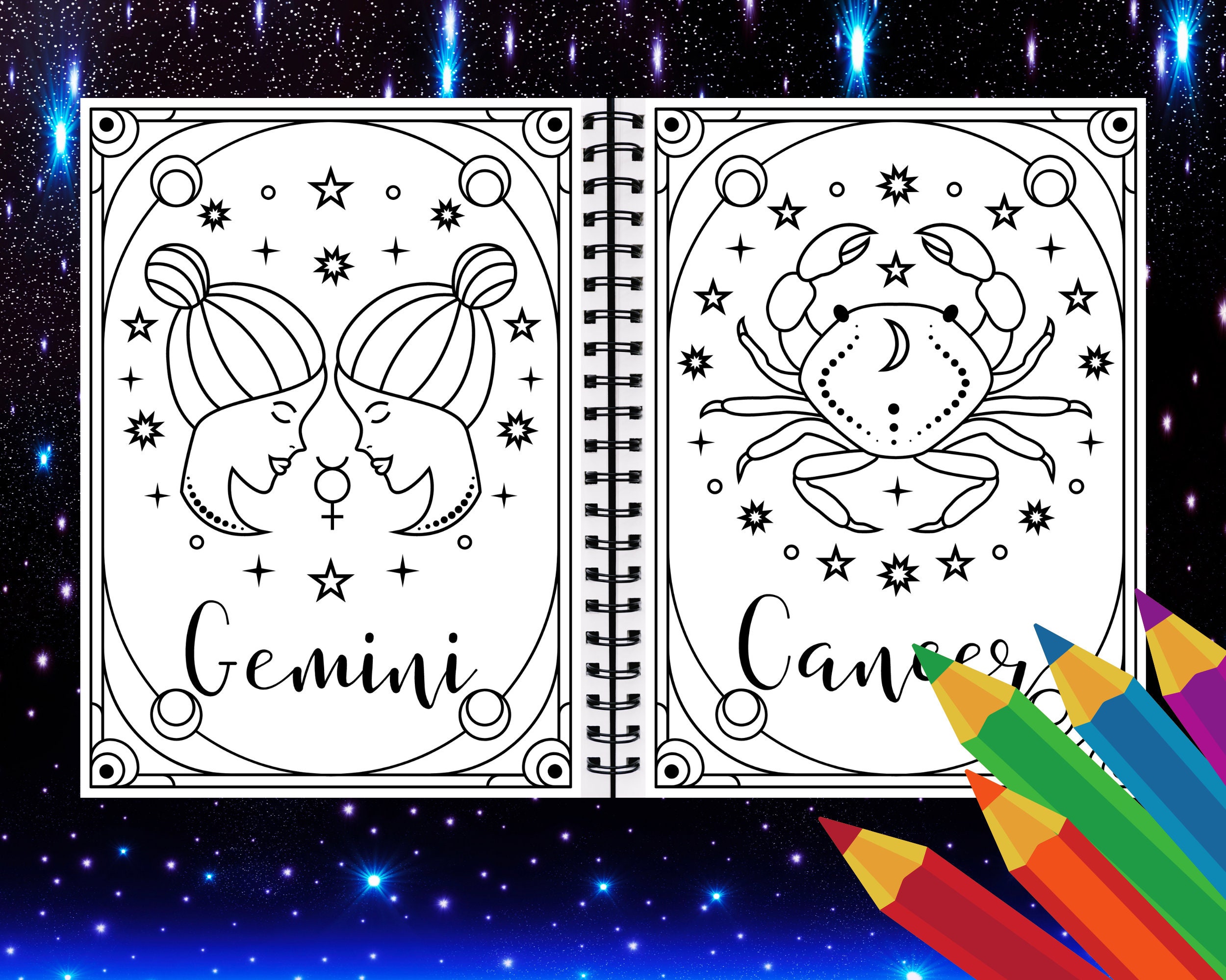 Color Your Own Astrological Sign Cards, Printable Horoscope Coloring ...