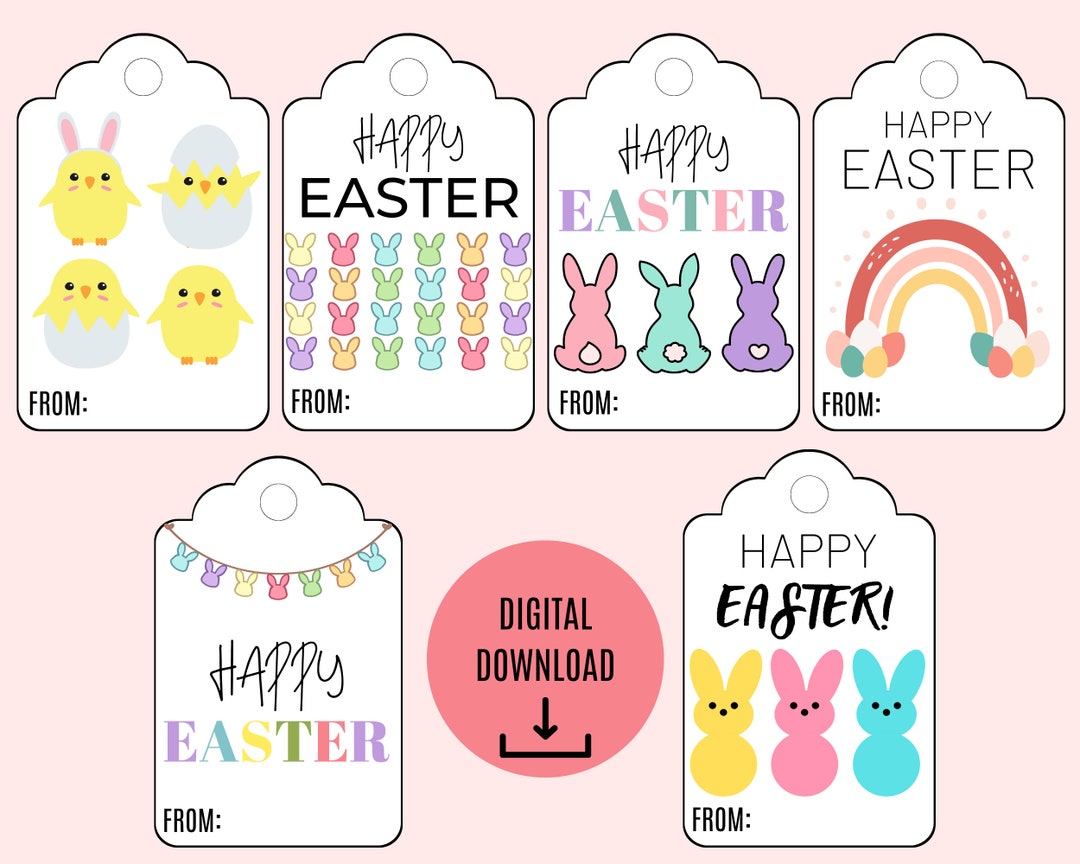 Easter Gift Tags, Basket Tags for Easter, Printable Happy Easter Tag ...
