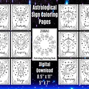 Color Your Own Astrological Sign Cards Printable Horoscope - Etsy
