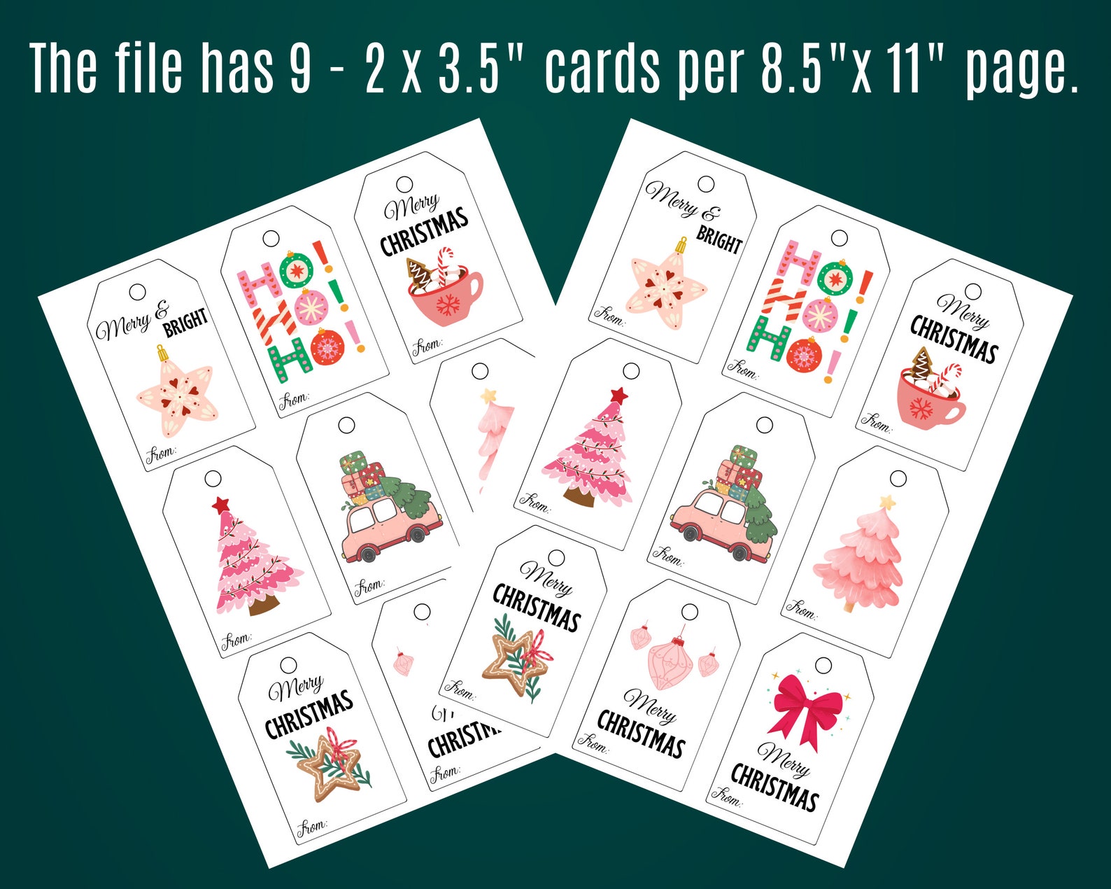 Merry Christmas Gift Tag Printable, Holiday Party Favor Tag, 9 ...