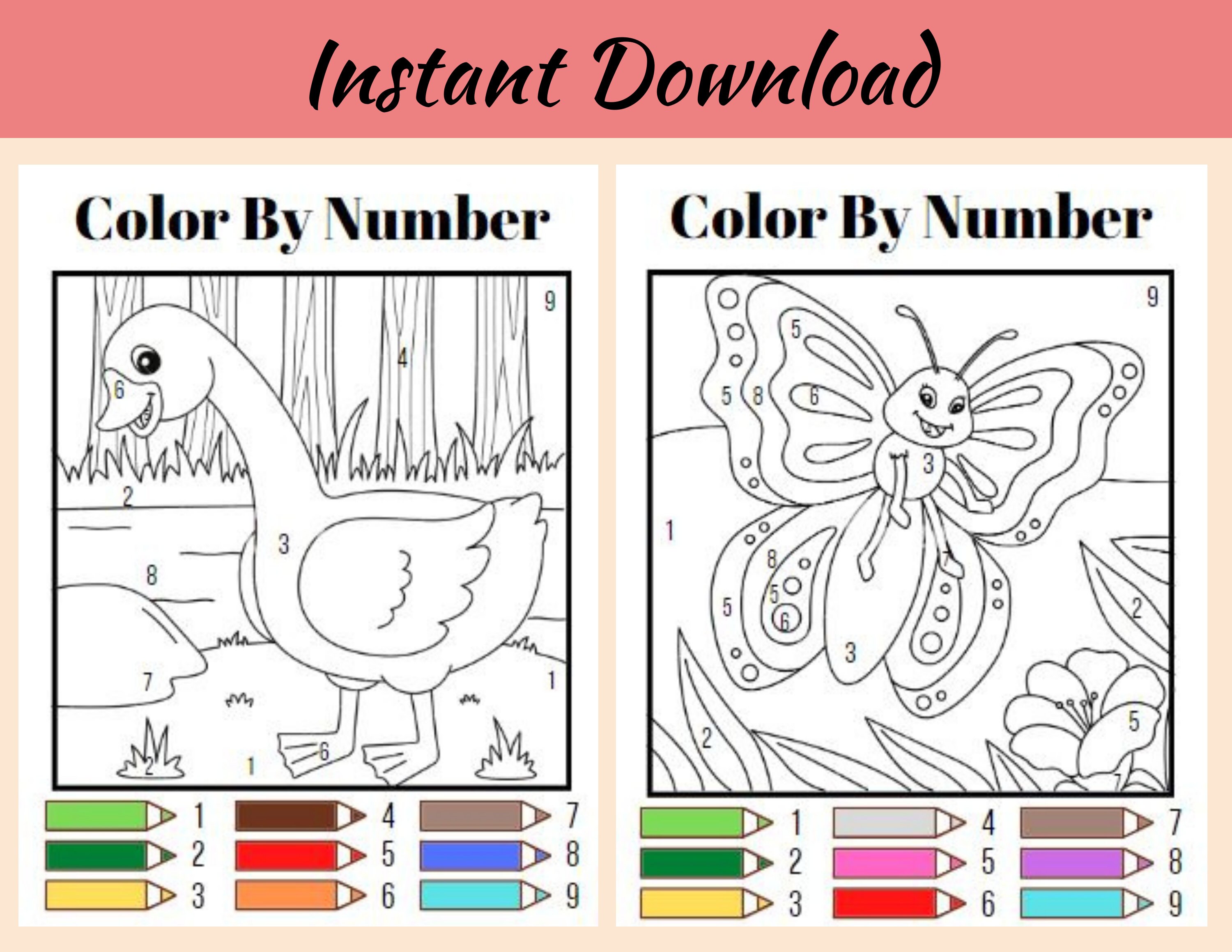 Color by Number, Printable Coloring Pages for Preschool and ...