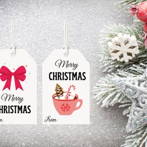 Merry Christmas Gift Tag Printable, Holiday Party Favor Tag, 9 ...
