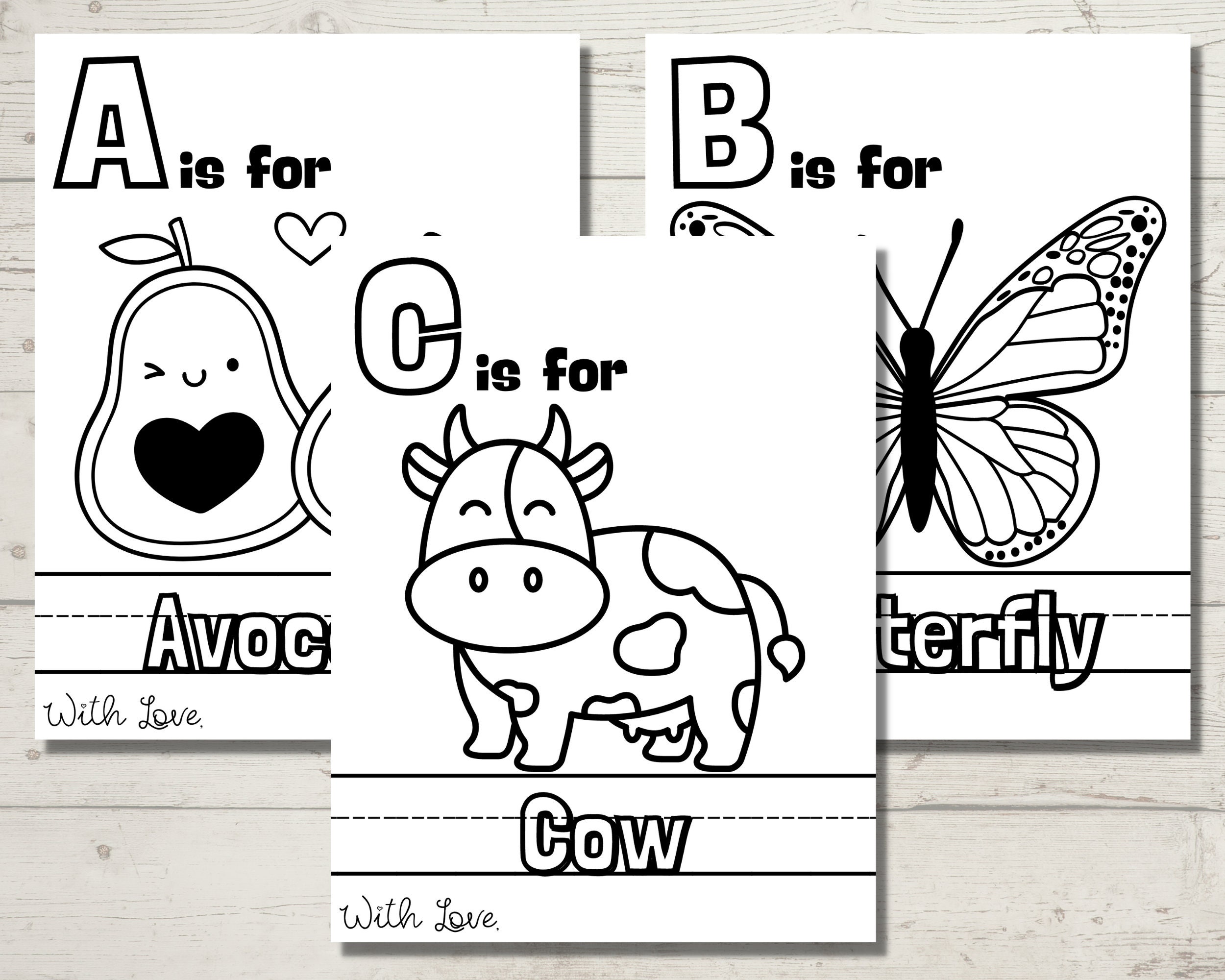 Baby's First ABC Book, Baby Shower Game, Alphabet Coloring Book, ABC ...