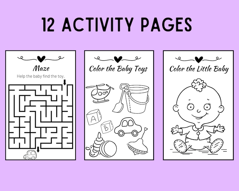 Baby Shower Kids Activity & Coloring Book, Baby Shower Games for Kids ...