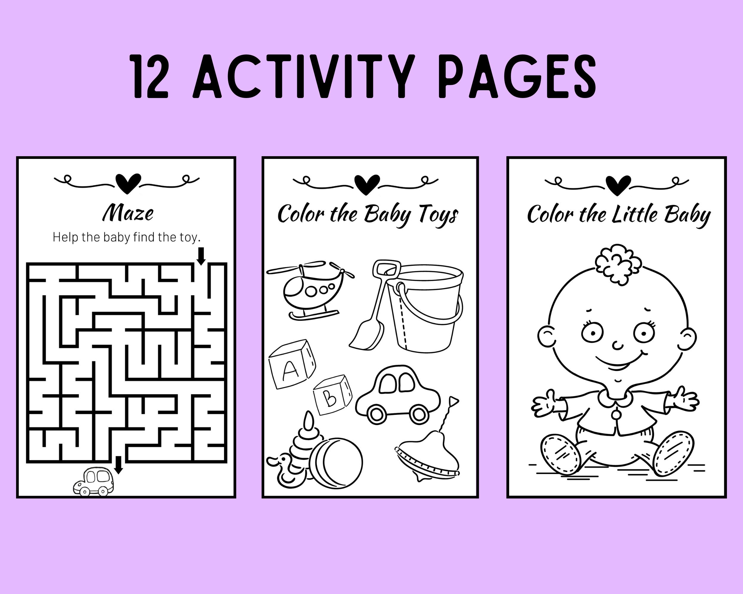 Baby Shower Kids Activity & Coloring Book, Baby Shower Games for Kids ...