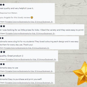 Printable Coloring Bookmarks for Kids, 12 Unique Bookmark, Student ...