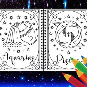 Color Your Own Astrological Sign Cards Printable Horoscope - Etsy