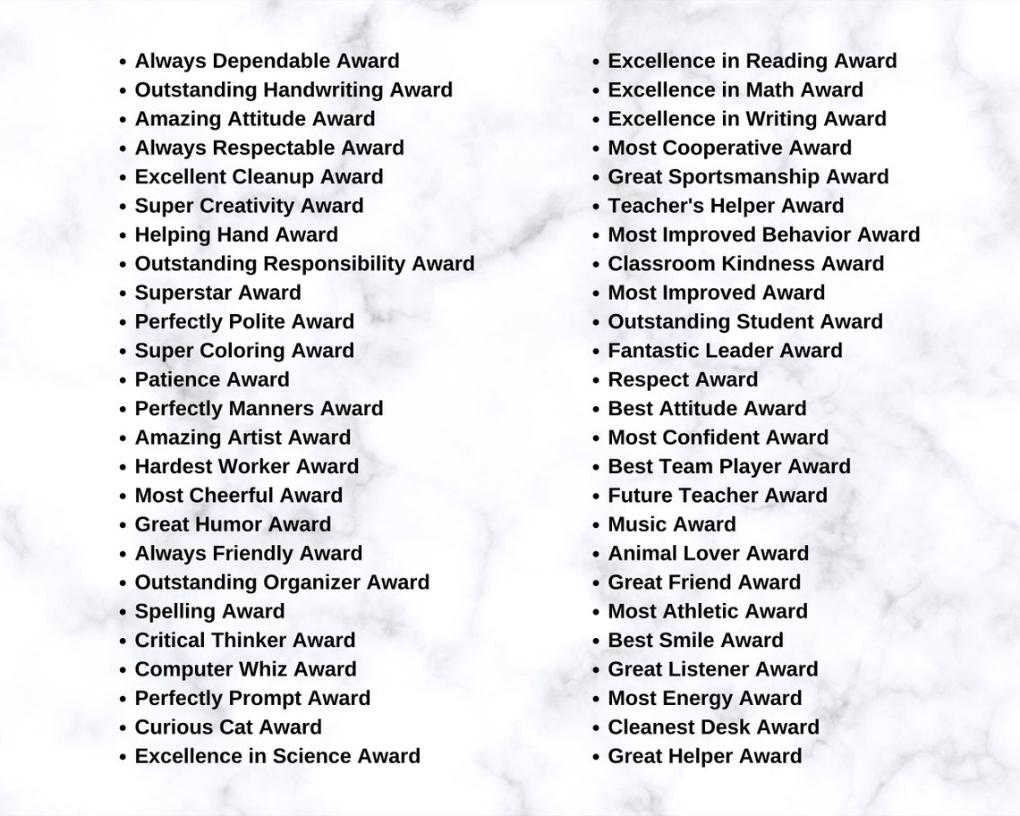 Mega Class Awards, Student Awards, 50 Printable Awards, School ...