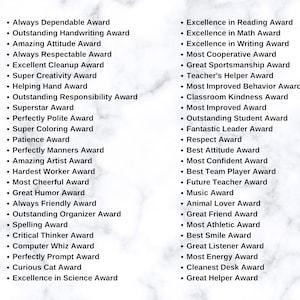 Mega Class Awards, Student Awards, 50 Printable Awards, School ...