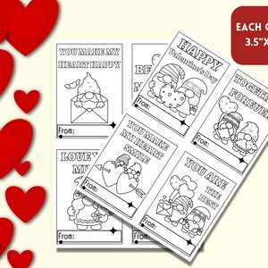 Valentine Coloring Cards, Set of 8, Printable Valentine's Day Cards ...