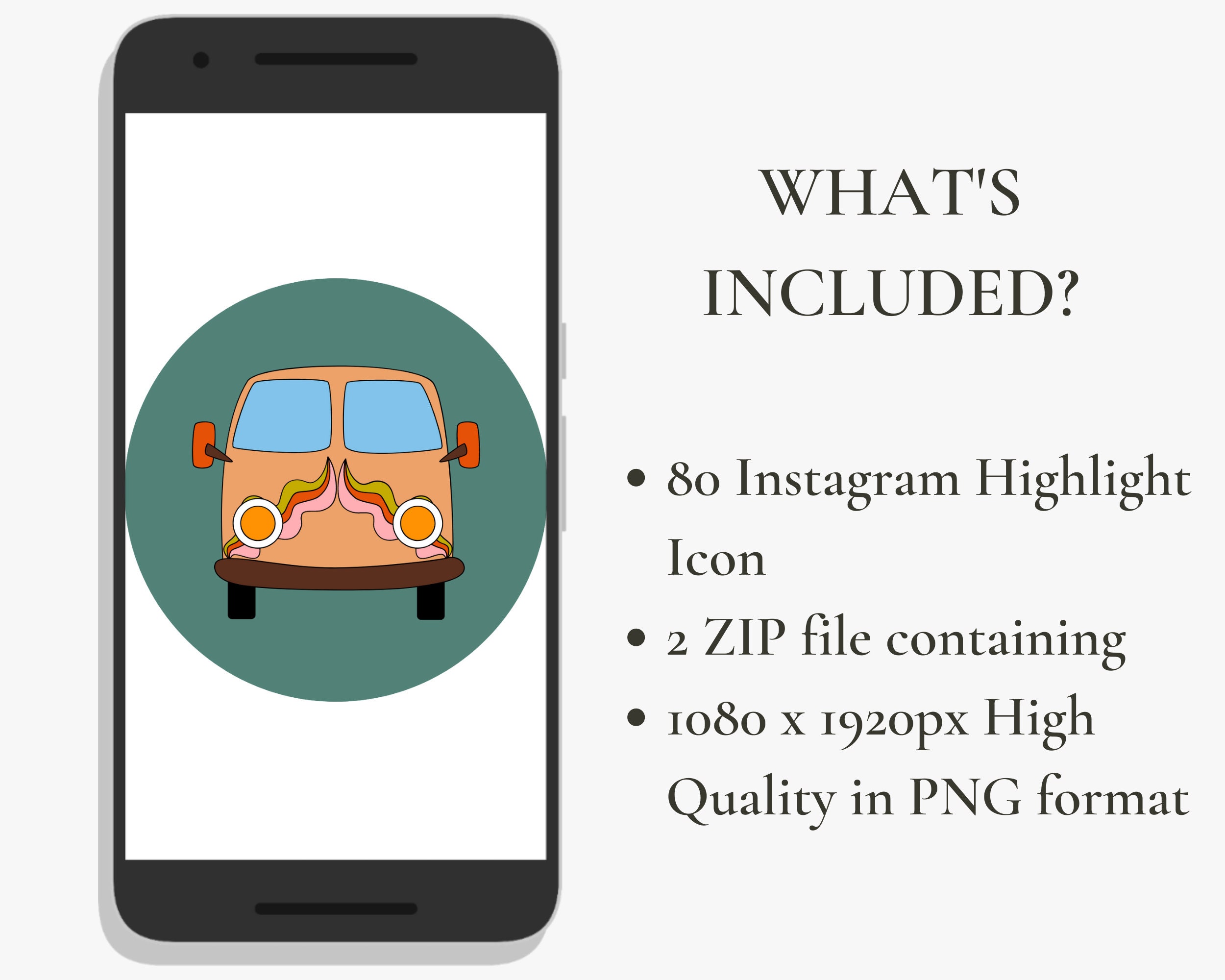 80 Retro Instagram Highlight Covers, Hippie Colorful IG Stories Icons ...