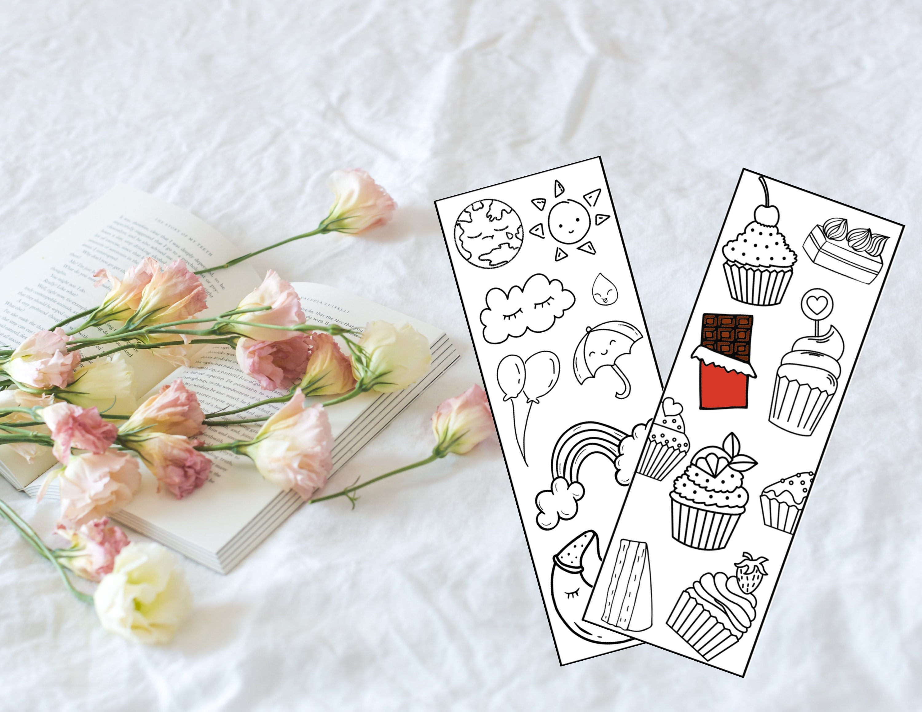 Printable Coloring Bookmarks for Kids, 12 Unique Bookmark, Student ...