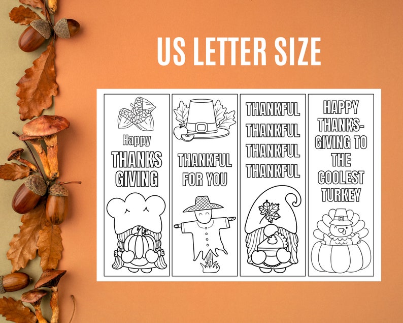 Printable Thanksgiving Coloring Bookmarks for Kids, Student Teacher ...