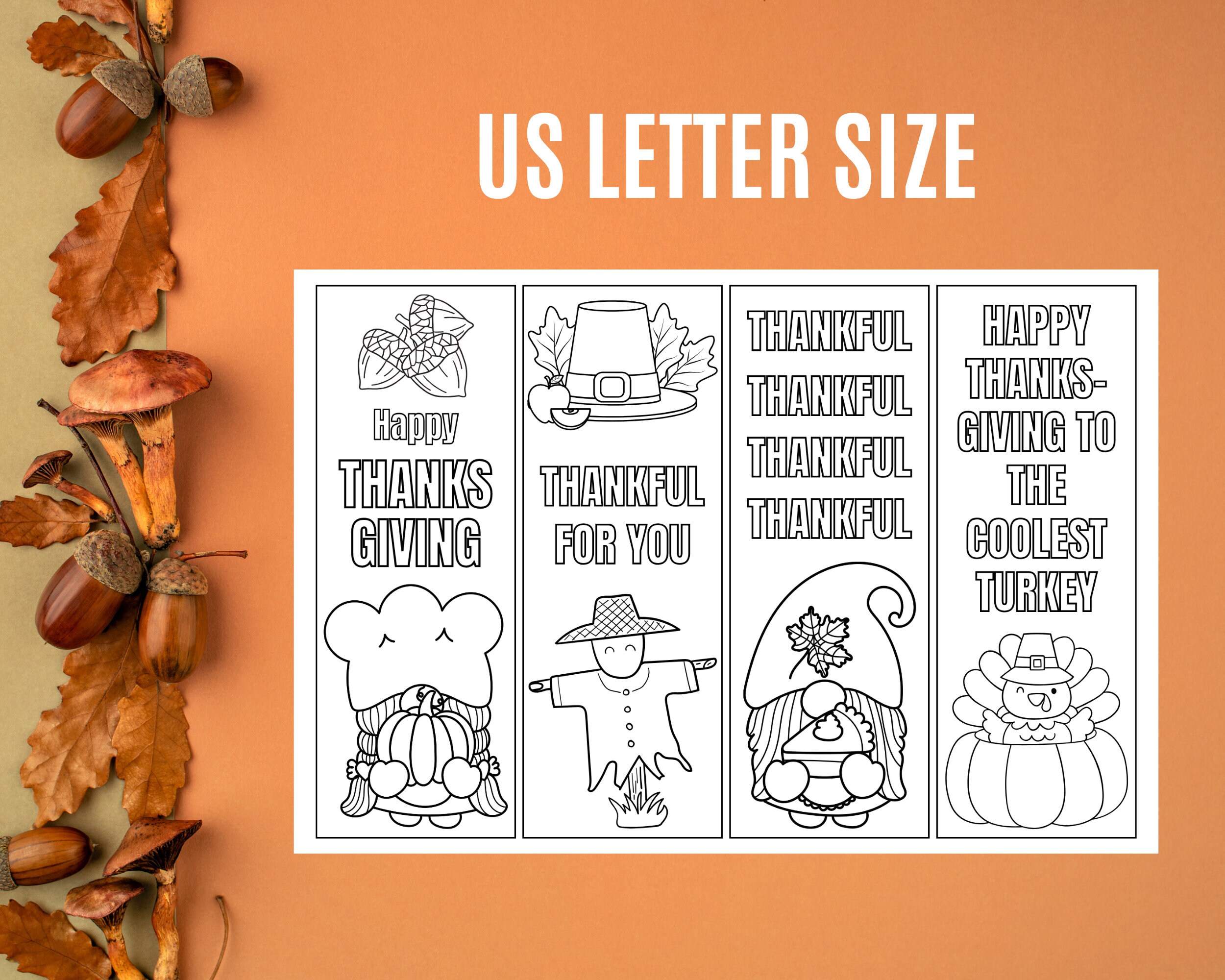 Printable Thanksgiving Coloring Bookmarks for Kids, Student Teacher ...
