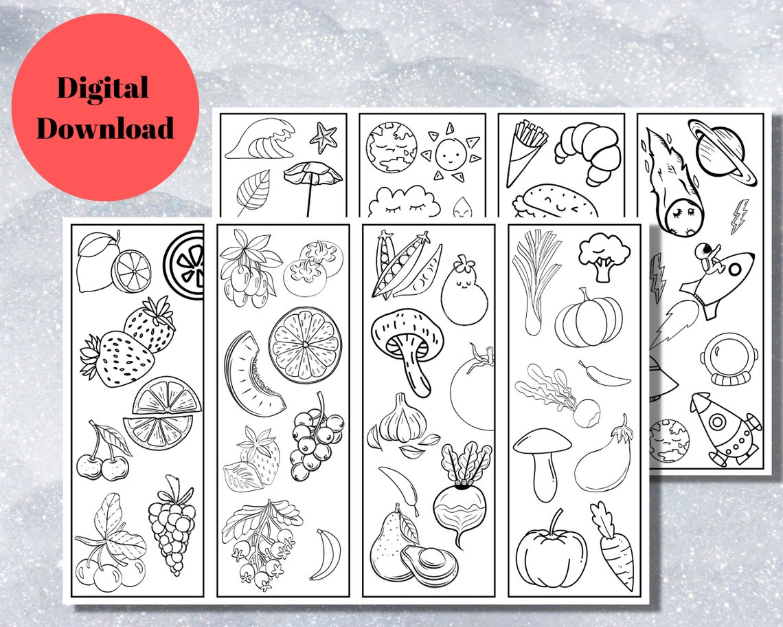 Printable Coloring Bookmarks for Kids 12 Unique Bookmark - Etsy